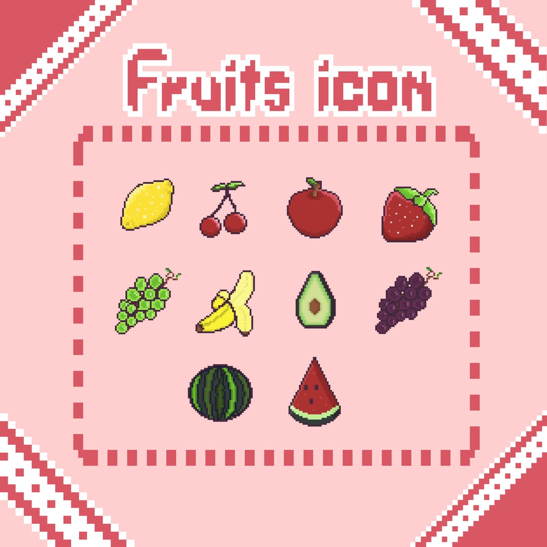 Pixel Art Fruit Icon - Etsy