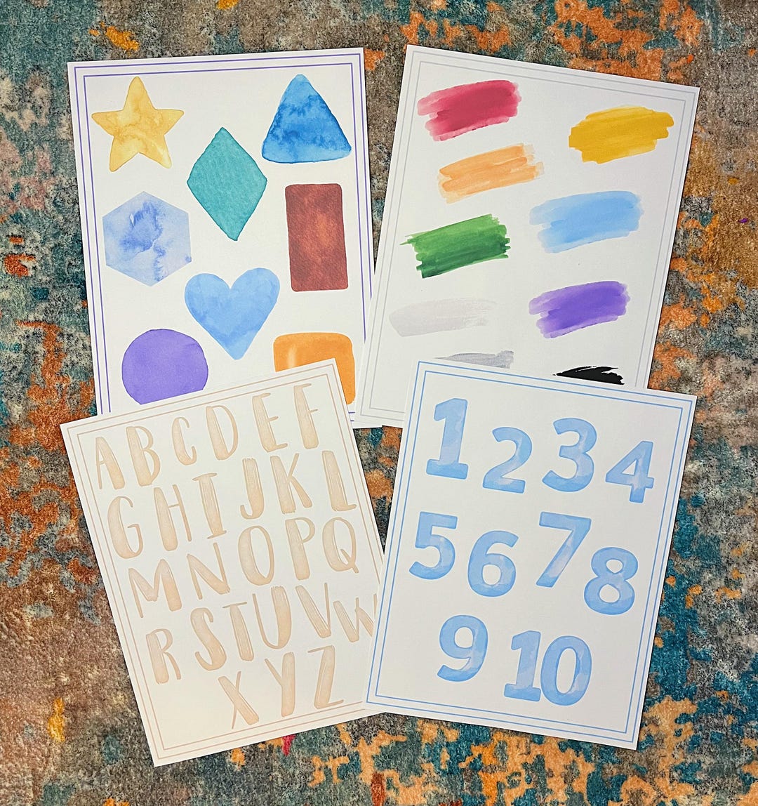 Educational Posters- Letters, Numbers, Shapes, Colors - Etsy