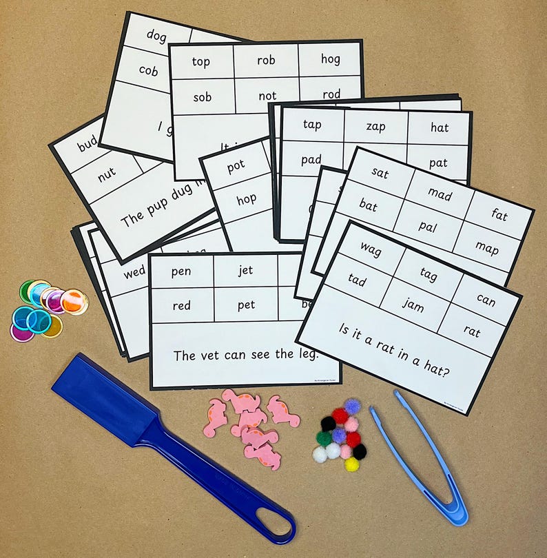 Short Vowel Fluency Cards & CVC Word Matching Game | Phonics Printable ...