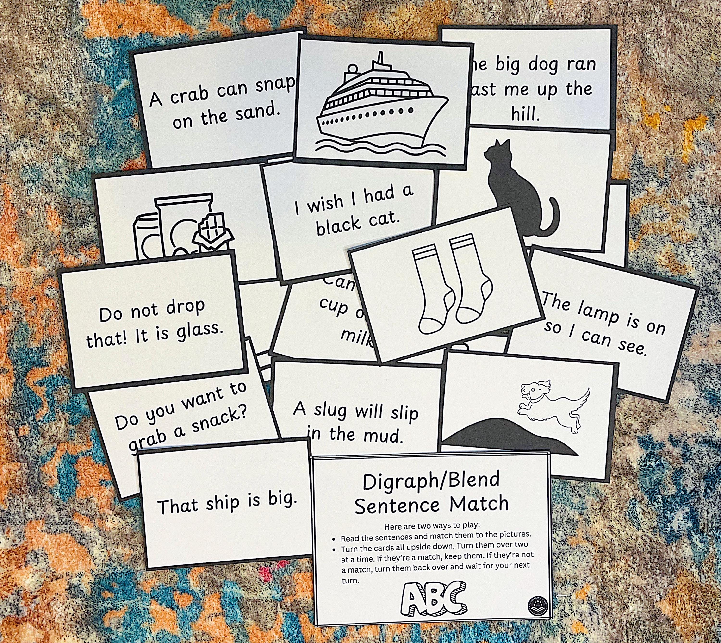 Digraph/blend Fluency Cards & Sentence Matching Game | Phonics ...