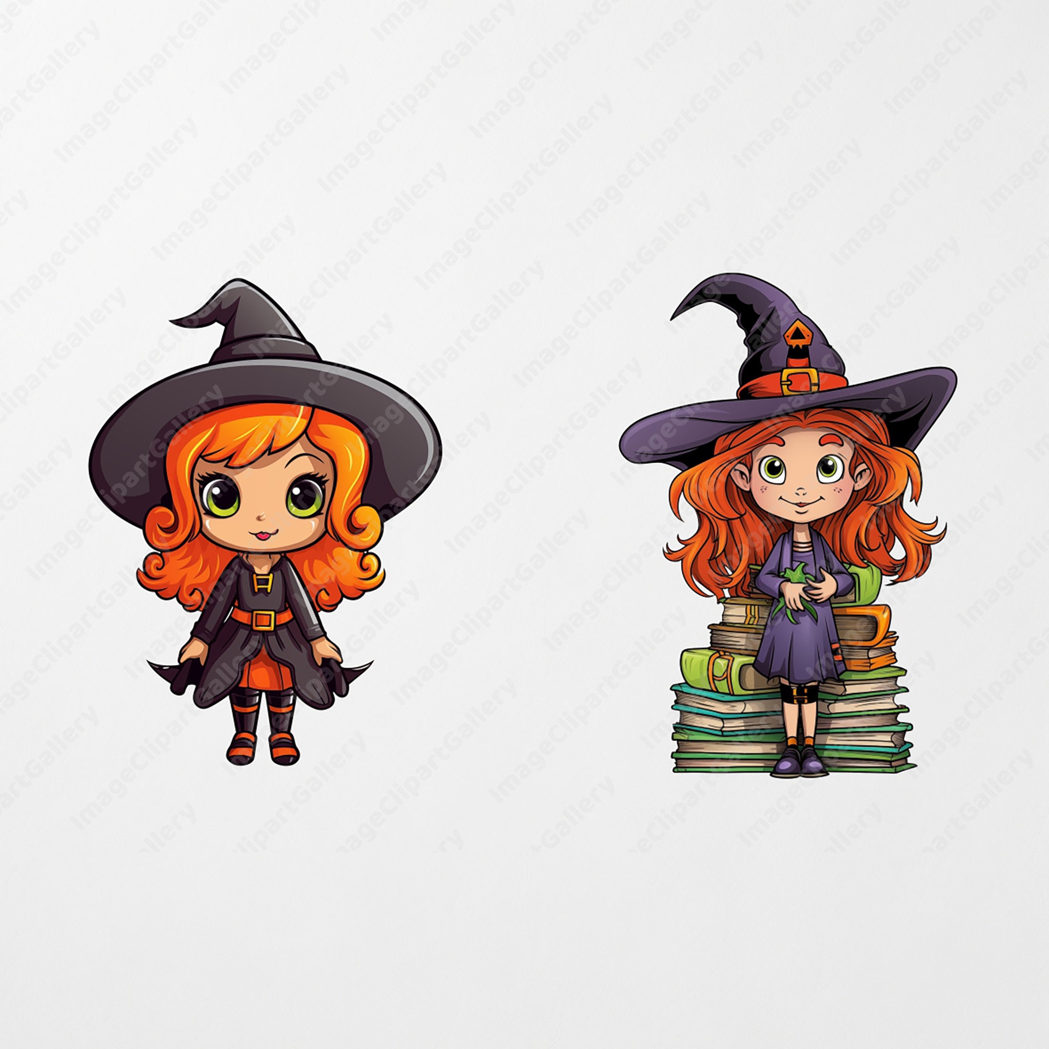 Cute Adorable Witch Image Clipart, 30 PNG Images, Transparent ...