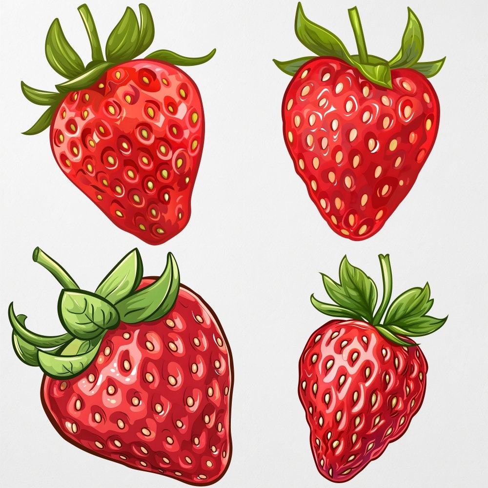 20 Strawberry PNG Image Clipart, Transparent Background - Etsy