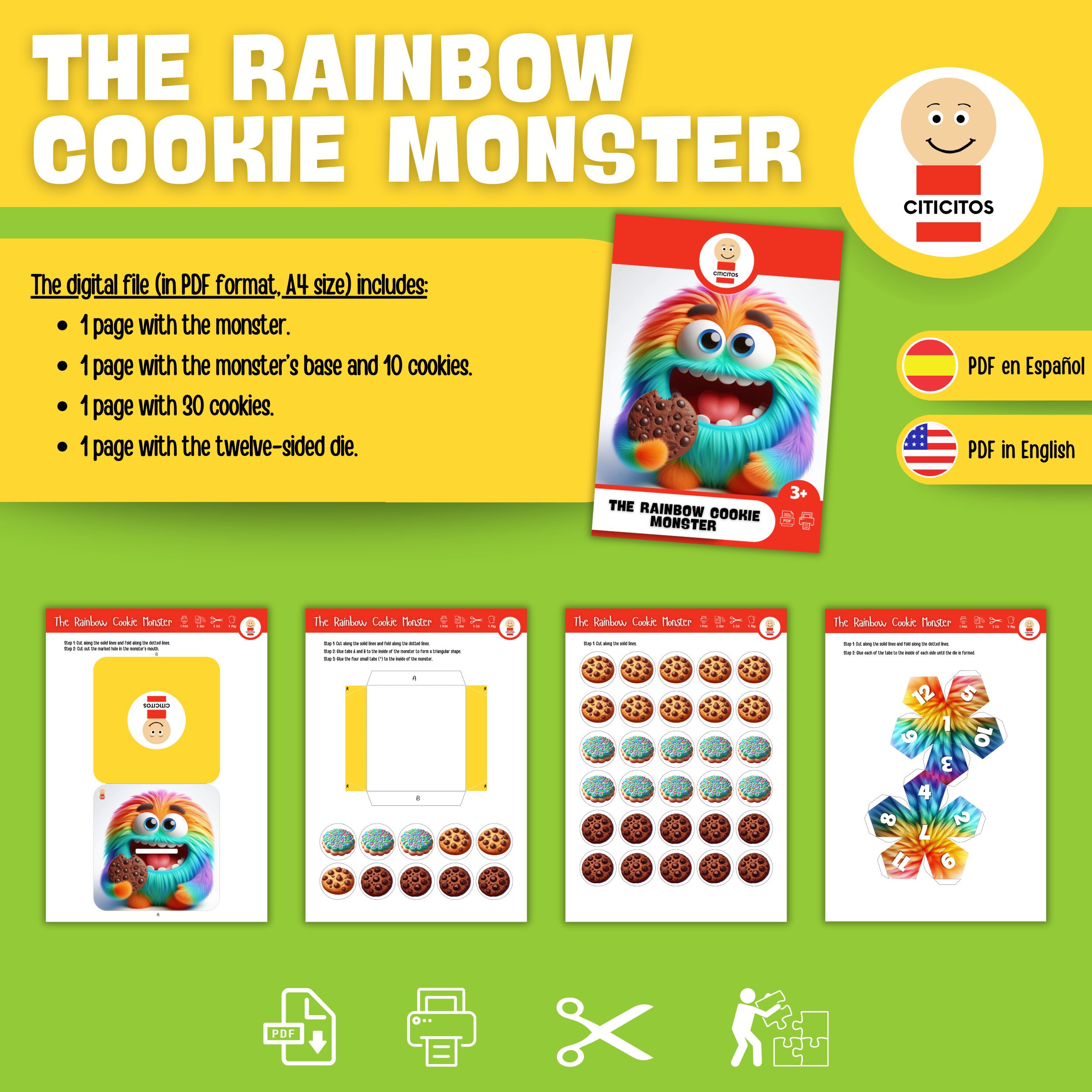 Rainbow Cookie Monster: A Sweet Math Adventure for Kids, Cookie Monster ...