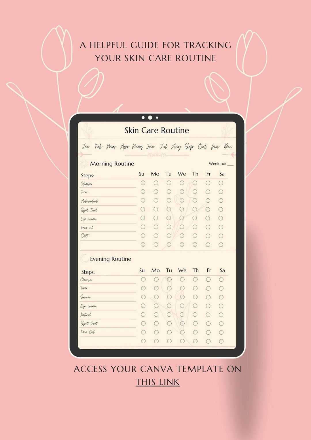 Skin Care Routine Tracker Template - Etsy