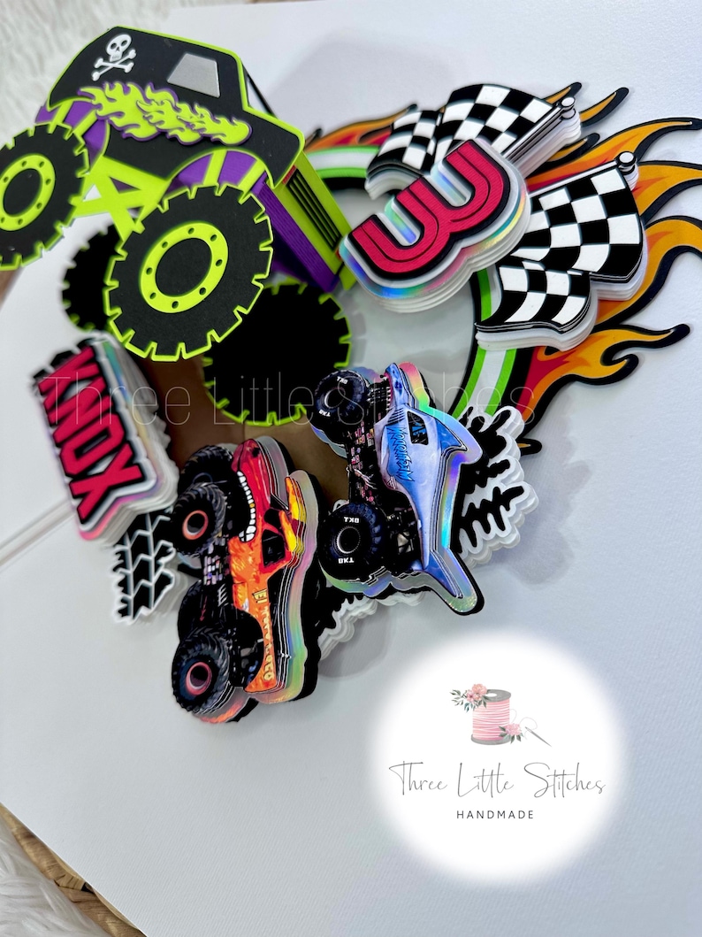 Monster Jam Inspired Cake Topper, Monster Truck, Grave Digger, El Toro ...