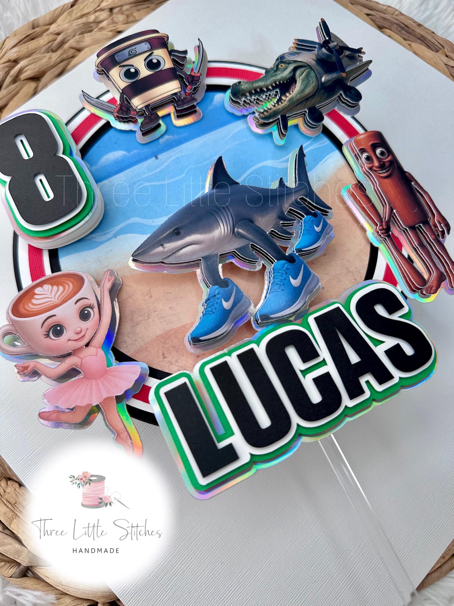 Italian BR Cake Topper, Personalized Birthday Party Decoration, Light ...