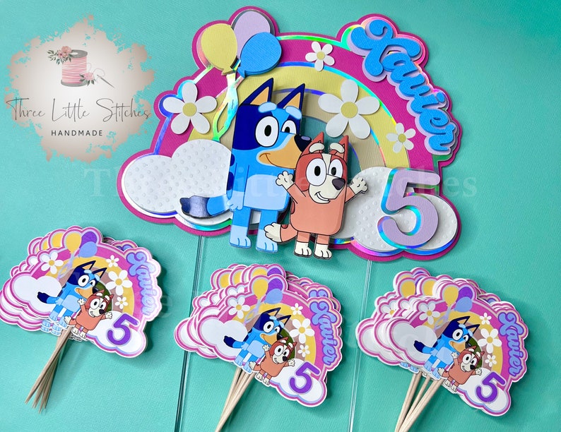 Bluey Bingo Cake Topper,bluey Cupcake Toppers, Bluey Party Decoration ...