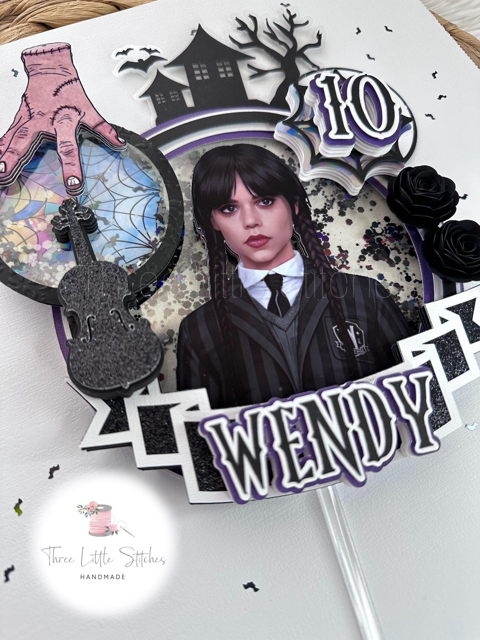 Wednesday Cake Topper, Addams 2, Shaker Cake Topper, Glow in the Dark ...