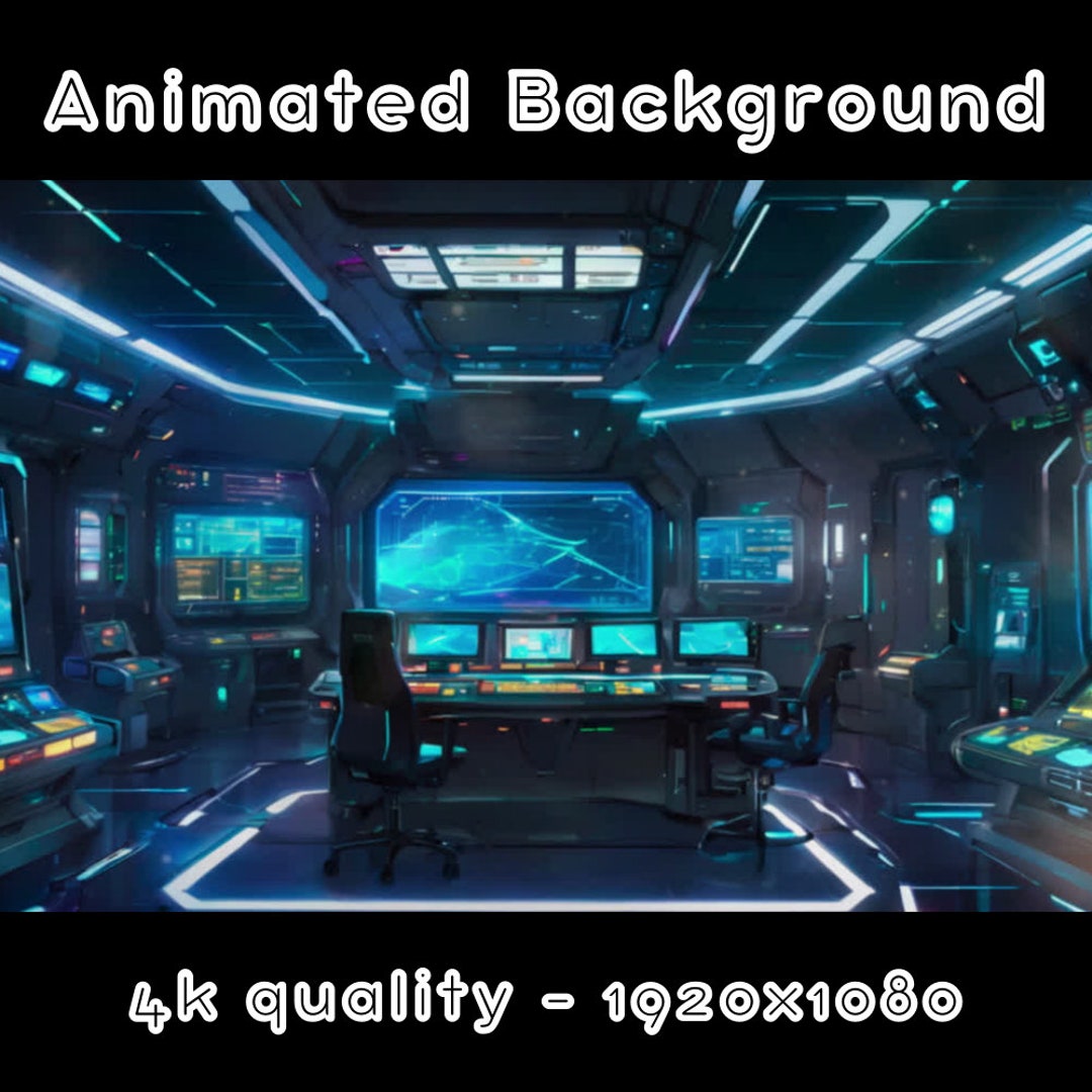 ANIMATED BACKGROUND - Command Center, Spaceship, Sci-fi, Neon (loop, 4k ...
