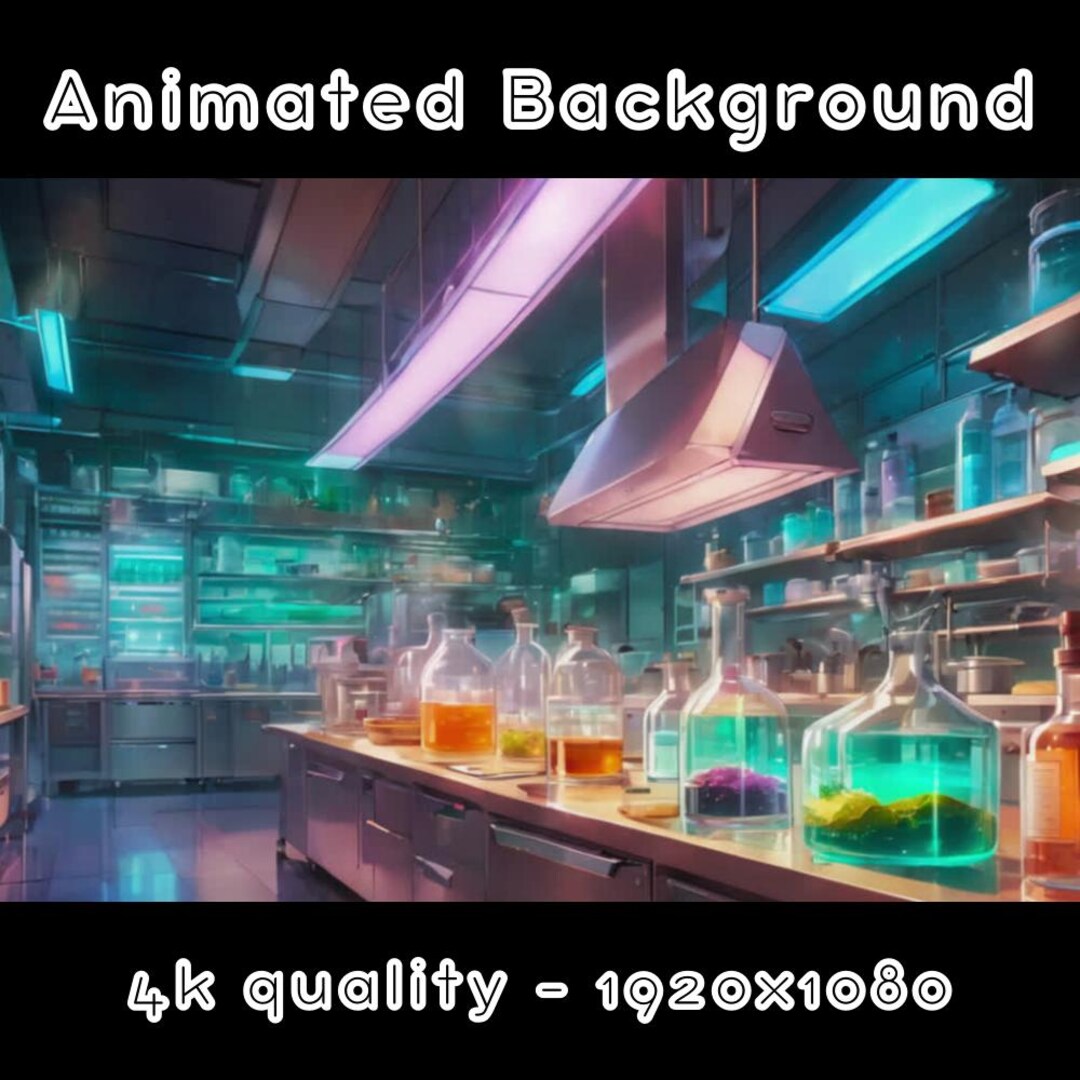ANIMATED BACKGROUND - Laboratory Kitchen, Vtuber Room (loop, 4k) VTUBER ...
