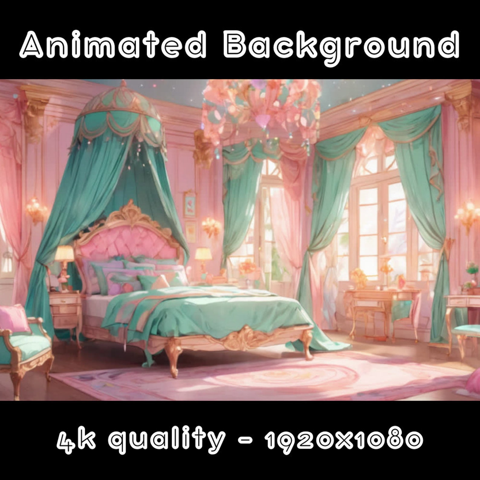 ANIMATED BACKGROUND - Blue Princess Bedroom, Cozy, Vtuber Bedroom (loop ...