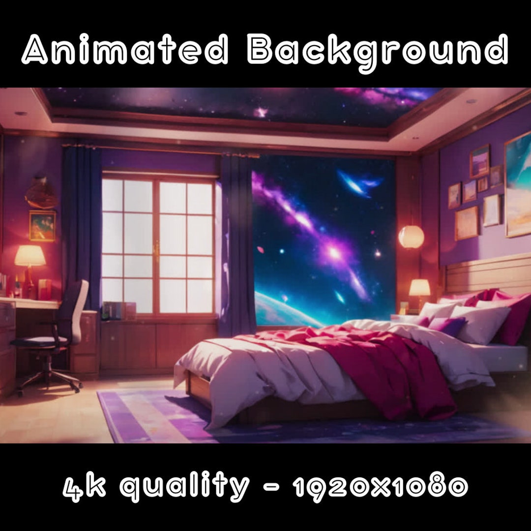 ANIMATED BACKGROUND - Nebula Bedroom, Galaxy Space, Vtuber Bedroom ...