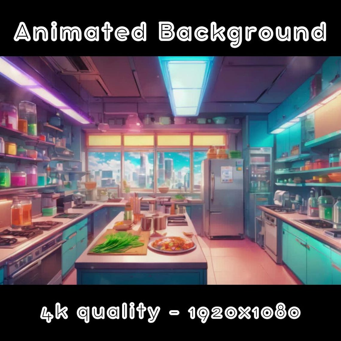ANIMATED BACKGROUND Sci-fi Kitchen, Futuristic, Robot, Vtuber Room loop, 4k VTUBER Stream ...
