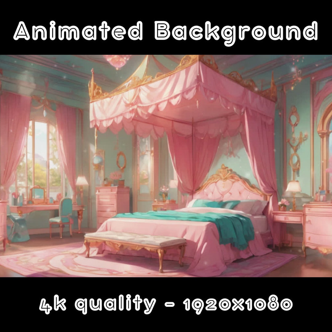 ANIMATED BACKGROUND - Royal Princess Room, Pink, Vtuber Bedroom (loop ...