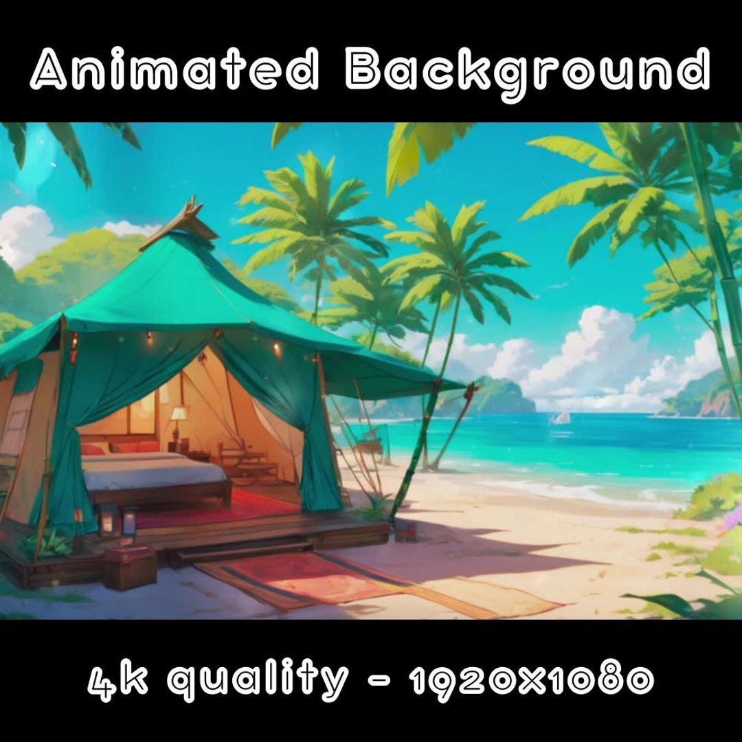 ANIMATED BACKGROUND - Beach Tent, Coast, Summer, Island (loop, 4k ...