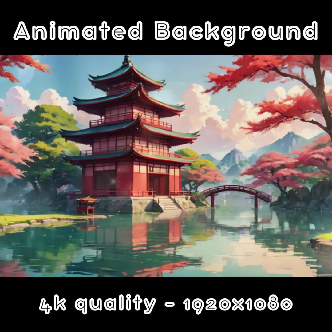 ANIMATED BACKGROUND - Japanese Tower, Lake, Samurai (loop, 4k) VTUBER ...