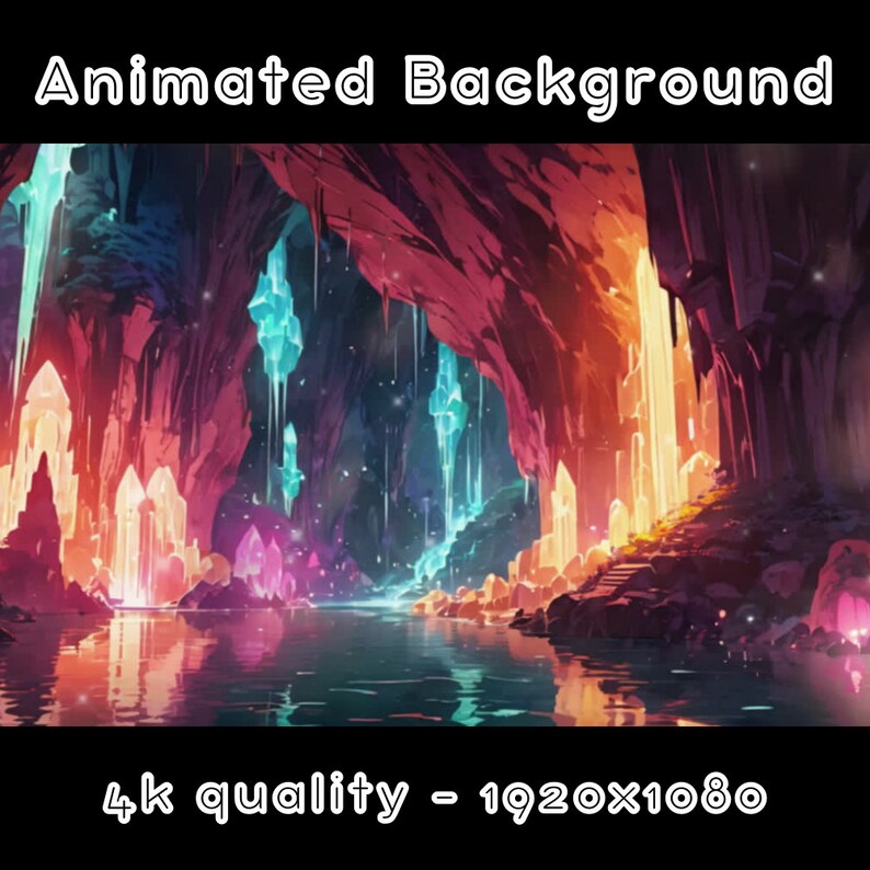 ANIMATED BACKGROUND - Crystal Cave, Magical, Fantasy, Cavern (loop, 4k ...