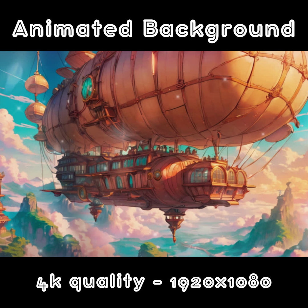 ANIMATED BACKGROUND - Airship, Steampunk, Hot Air Balloon (loop, 4k ...