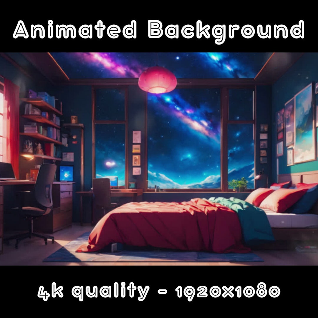 ANIMATED BACKGROUND - Galaxy Sleep, Bedroom, Starry, Space - Themed (loop, 4k) VTUBER - Stream ...