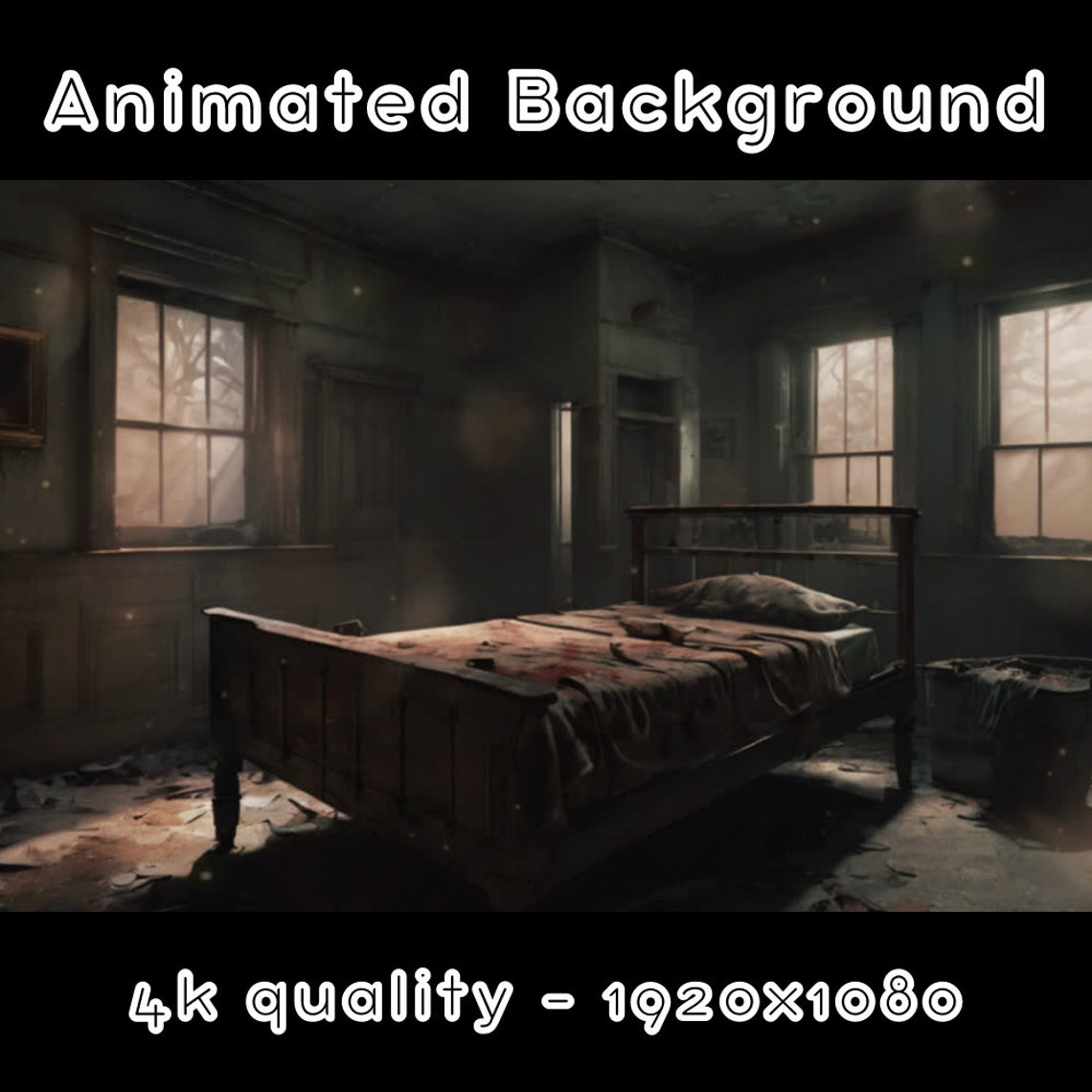 ANIMATED BACKGROUND Horror Asylum Bedroom, Vtuber Room, Nightmare loop, 4k VTUBER Stream ...