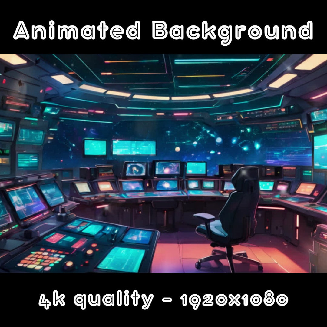 ANIMATED BACKGROUND - Control Room, Spaceship, Sci-fi (loop, 4k) VTUBER ...