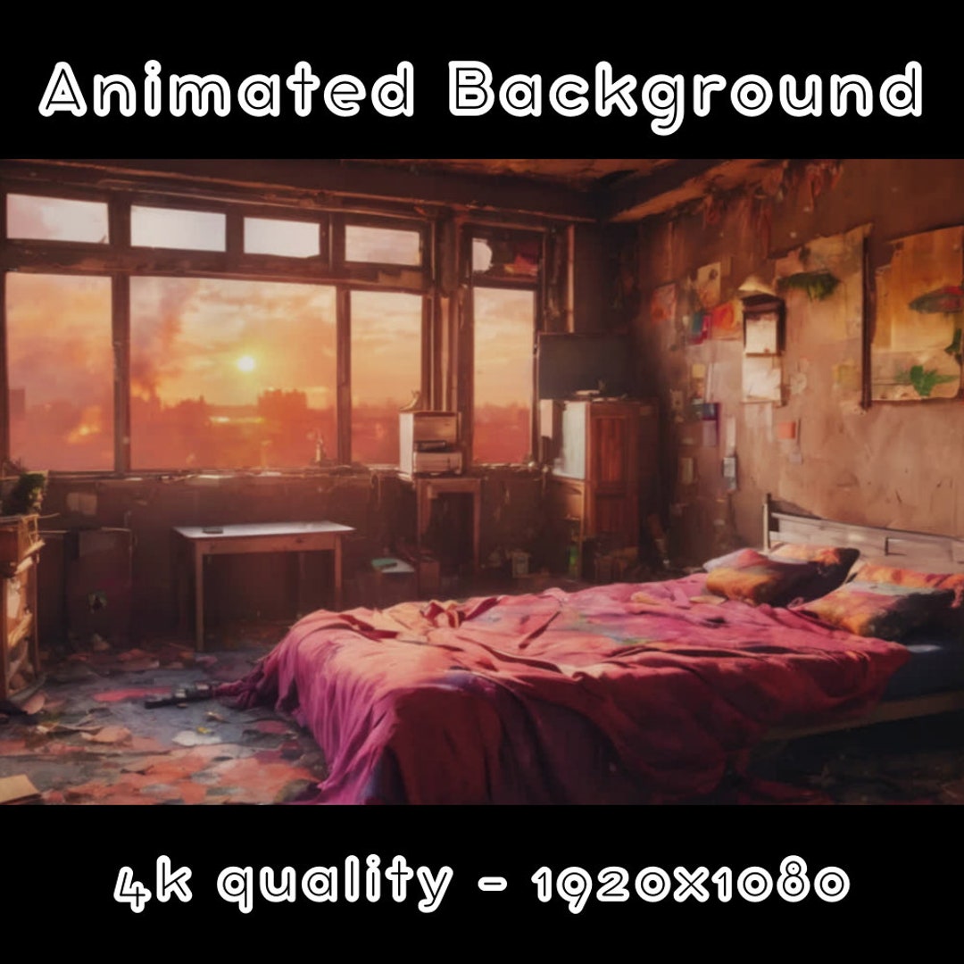 ANIMATED BACKGROUND - Pink Post-apocalyptic Bedroom, Dystopia (loop, 4k ...