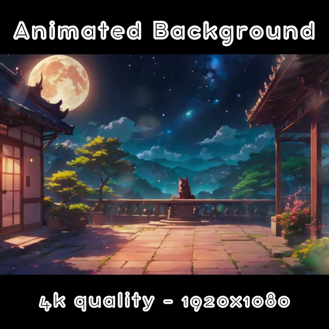 ANIMATED BACKGROUND - Werewolf Terrace, Fantasy, Starry Sky, Full Moon ...