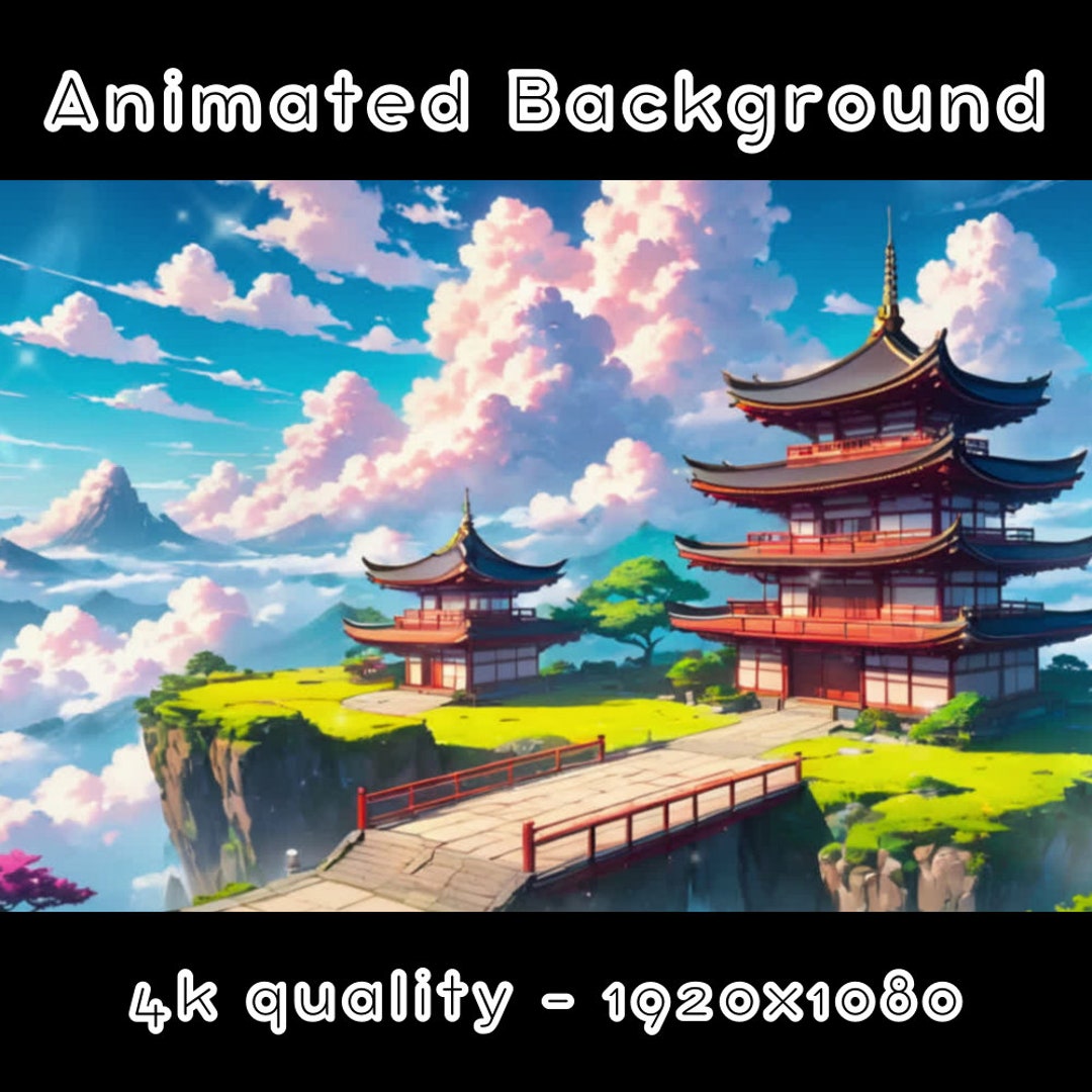 ANIMATED BACKGROUND - Flying Towers, Japanese, Sky Landscape, Monk ...