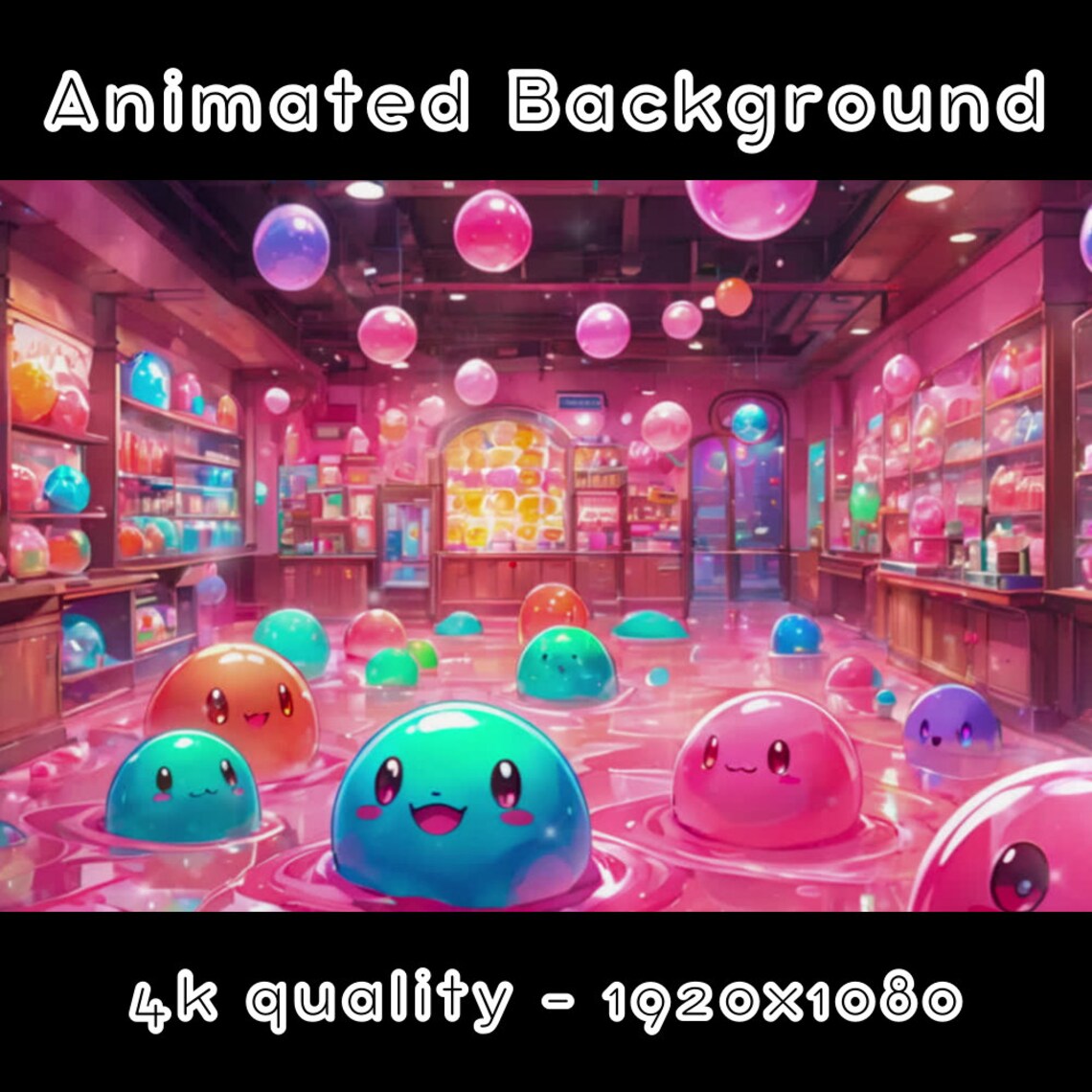 ANIMATED BACKGROUND - Slime Party, Cute, Colorful, Kawaii, Aliens (loop ...