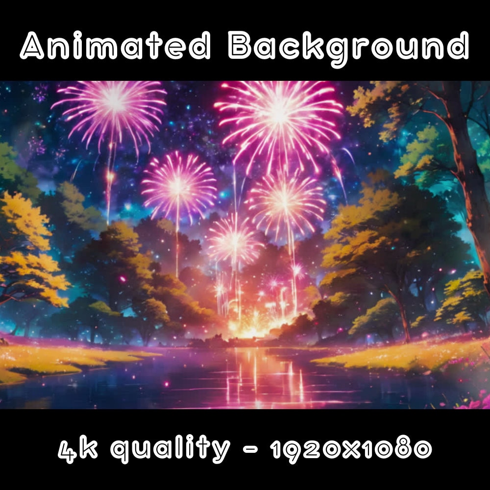 ANIMATED BACKGROUND Forest Party, Fireworks, Lake, Celebration loop, 4k ...