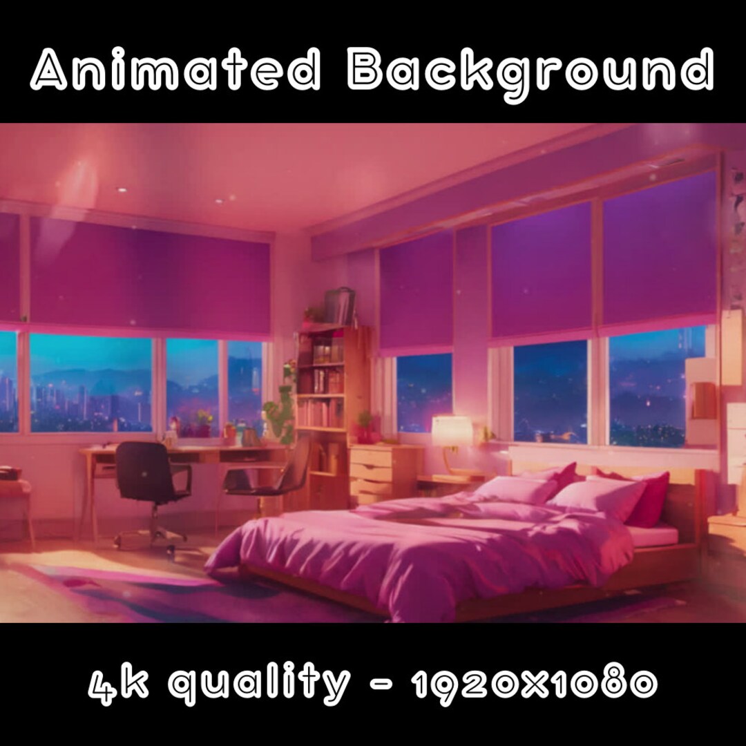 ANIMATED BACKGROUND - Lilac Loft, Cozy, Vtuber Bedroom, Night Video ...