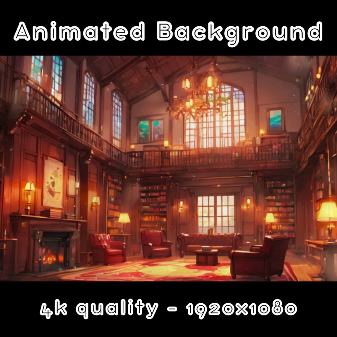 ANIMATED BACKGROUND - Duke Library, Books, Reading Nook, Serene Warm ...