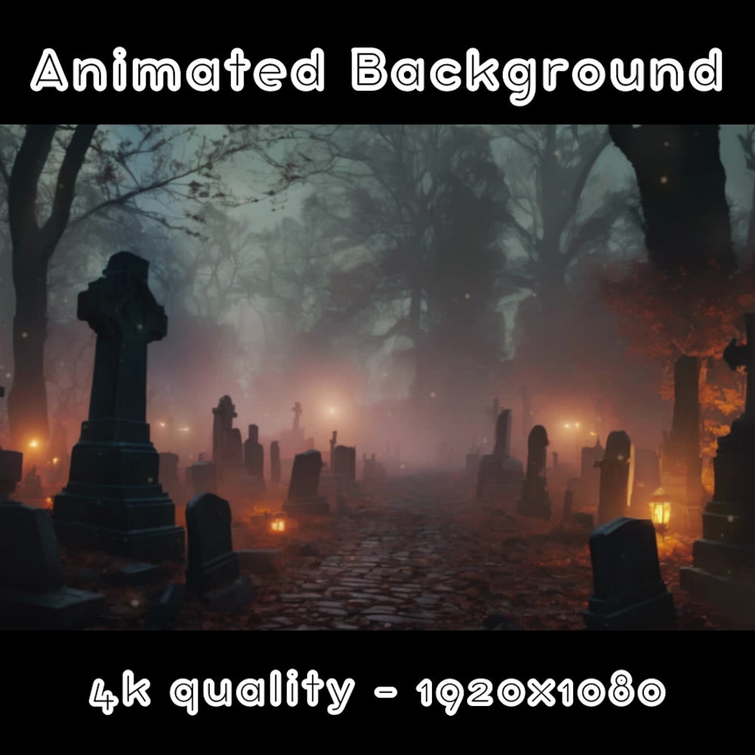 ANIMATED BACKGROUND - Graveyard, Cemetery, Horror, Tombstone (loop, 4k ...