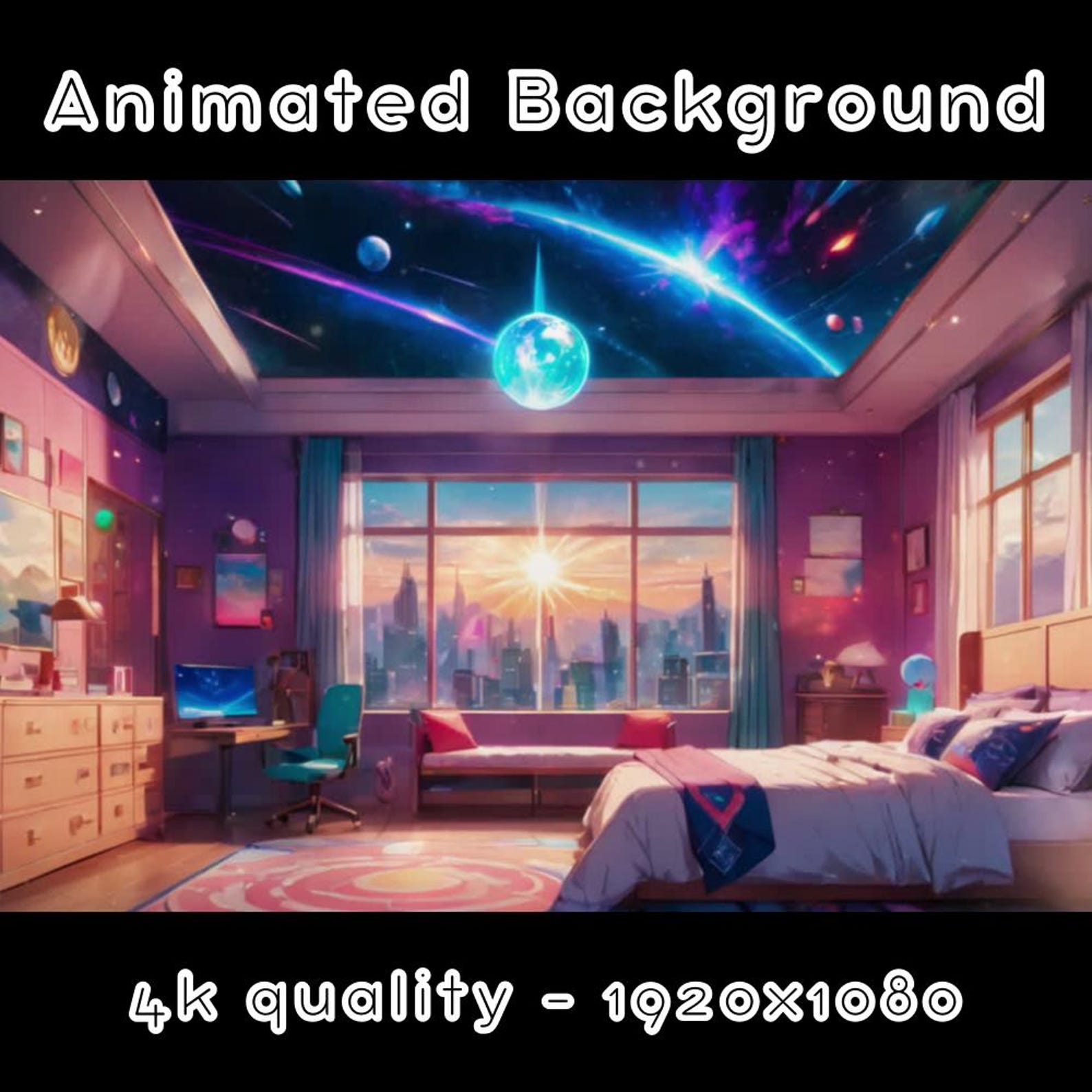 ANIMATED BACKGROUND - Magical Girl Bedroom, Cozy Room, Star Guardian ...