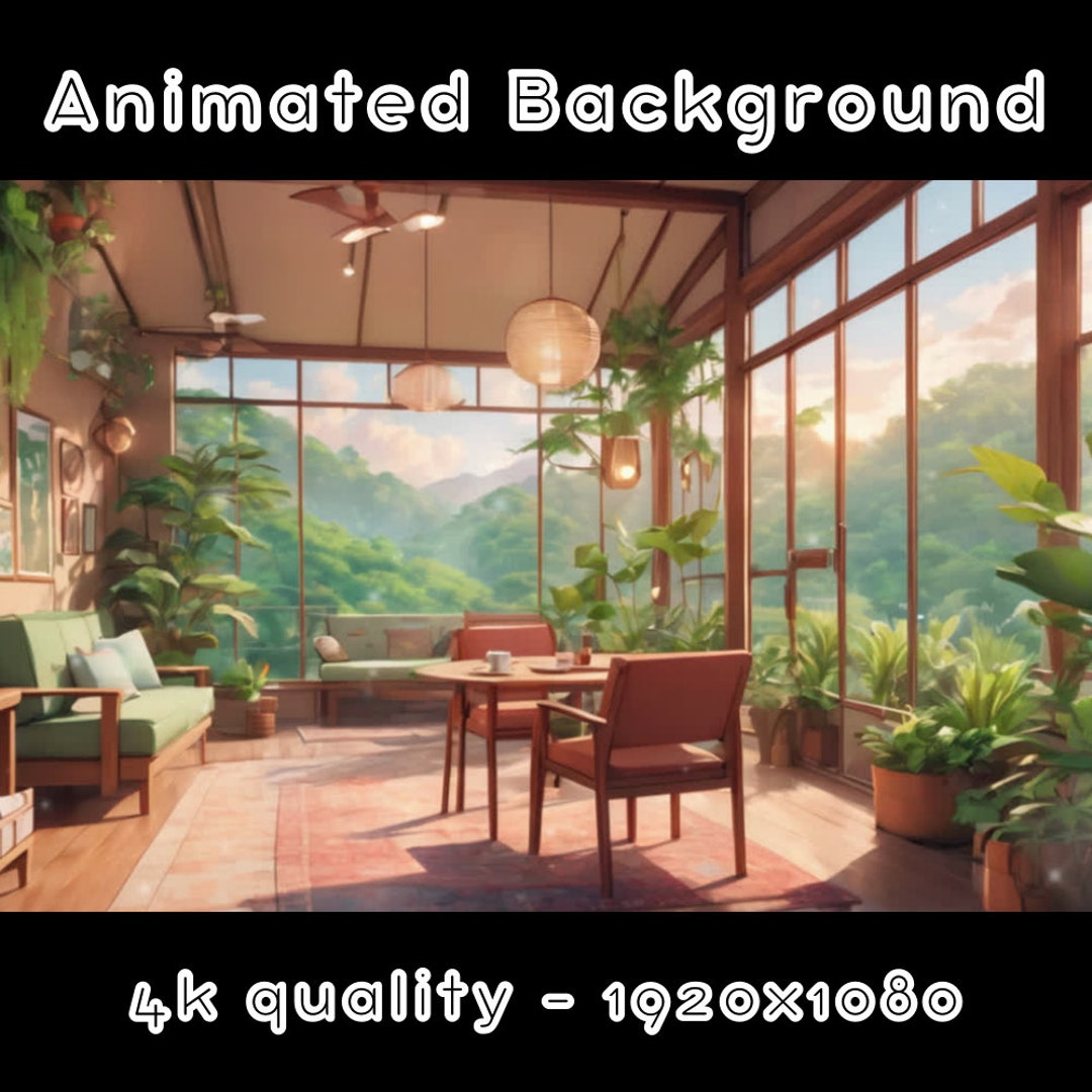 ANIMATED BACKGROUND - Green Lounge, Living Room, Vtuber Room Cozy (loop ...