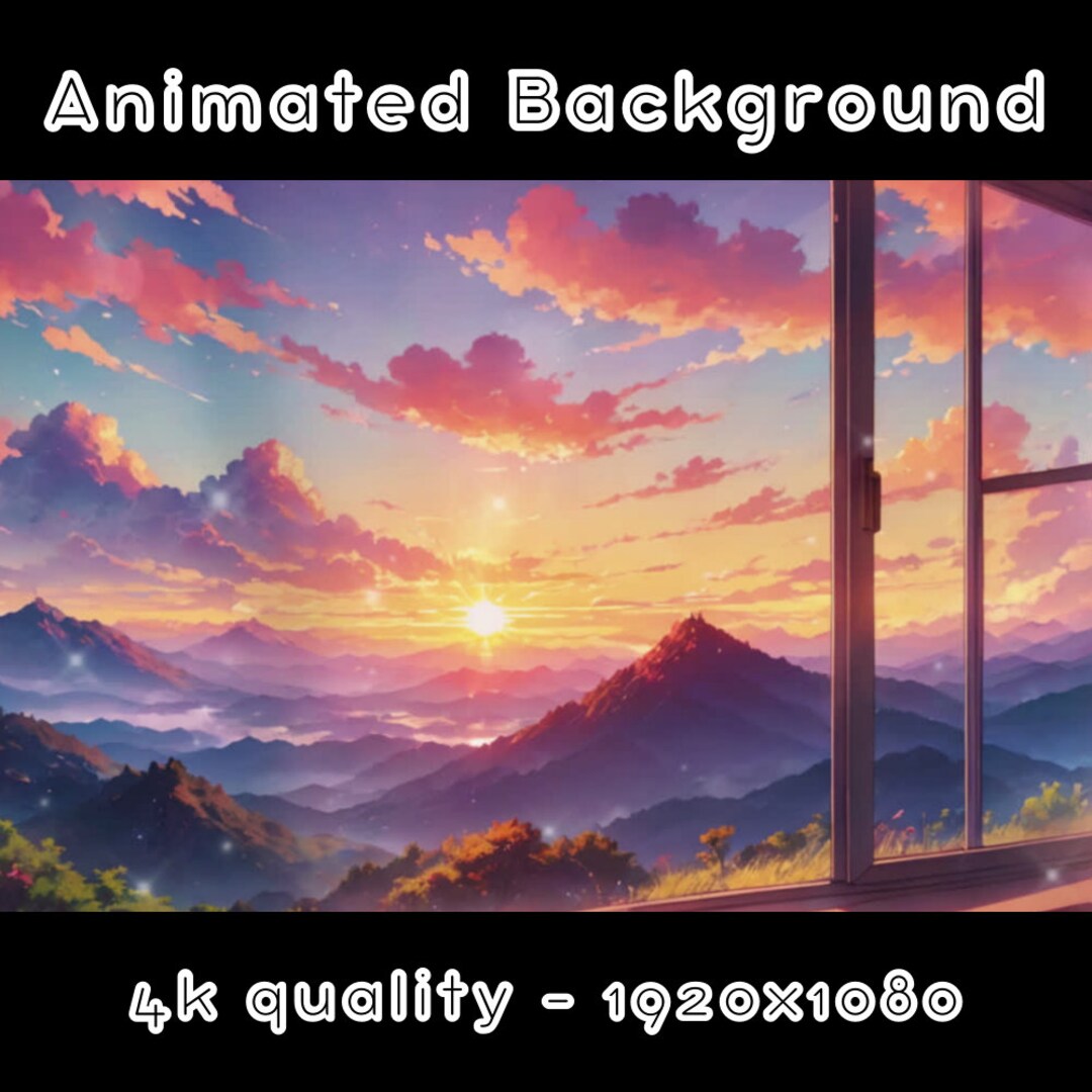 ANIMATED BACKGROUND - Hearty Sunset, Window View, Vtuber Room (loop, 4k ...