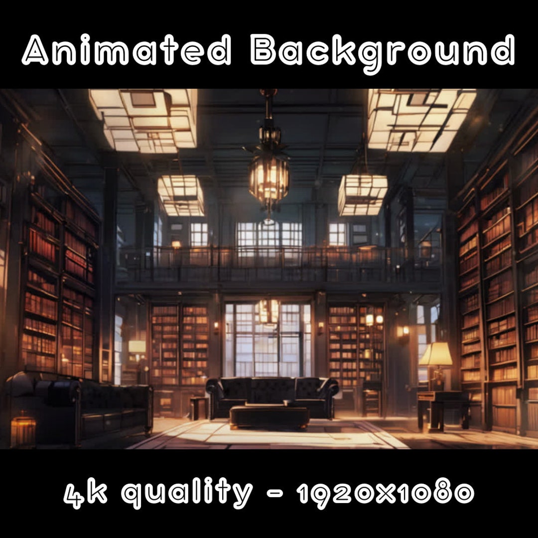 ANIMATED BACKGROUND - Somber Library, Study, Bookshelves, Office (loop ...