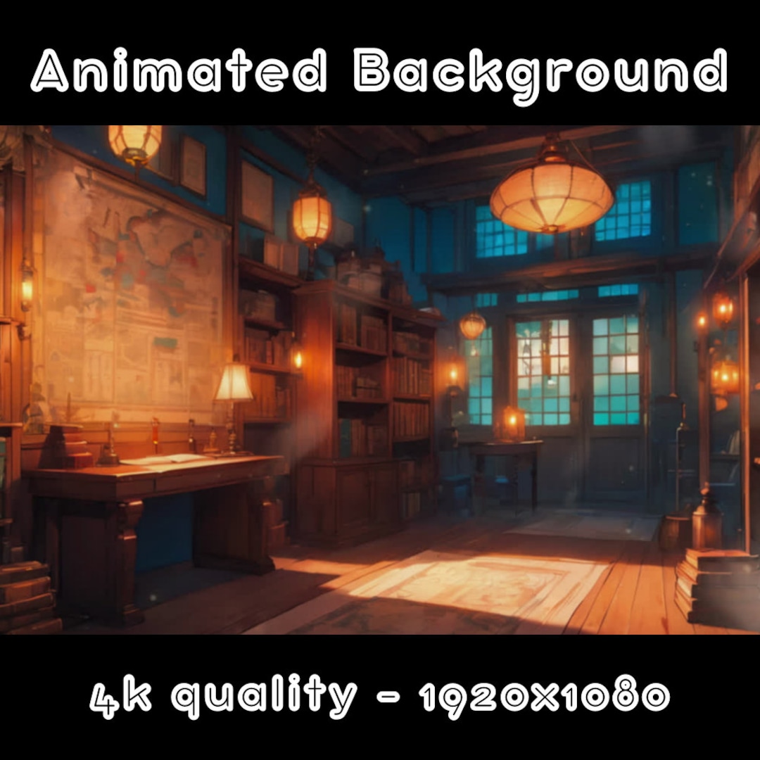 ANIMATED BACKGROUND - Guildmaster Office, Library, Adventure, Warm ...