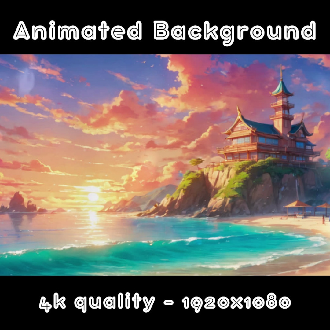 ANIMATED BACKGROUND - Coast Sunset, Beach, Vtuber Summer (loop, 4k ...