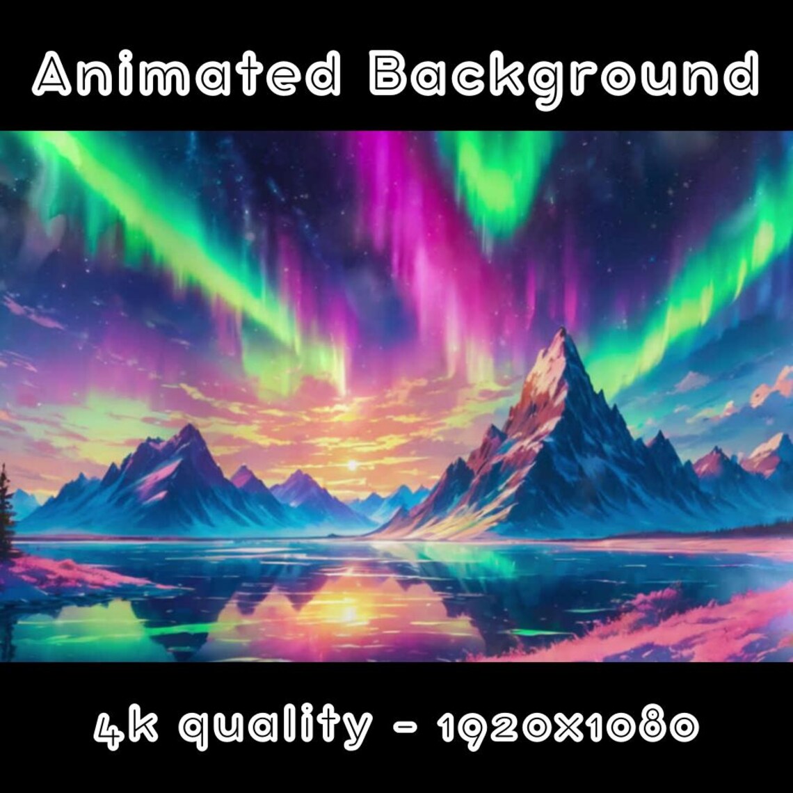 ANIMATED BACKGROUND - Tundra Landscape, Aurora Borealis, Vtuber Room ...