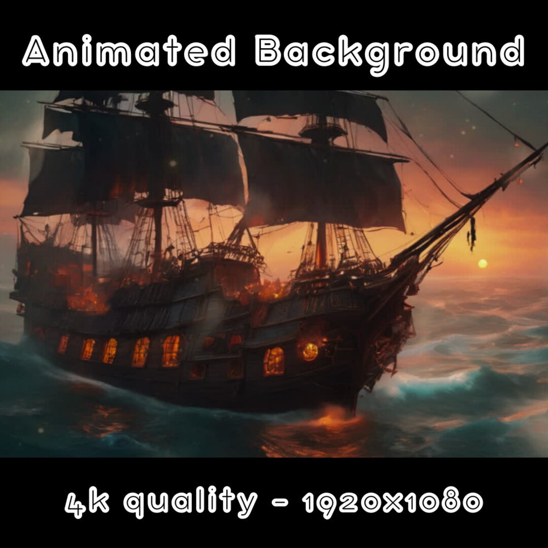 ANIMATED BACKGROUND - Nautical Adventure, Pirates, Ship, Ocean (loop ...