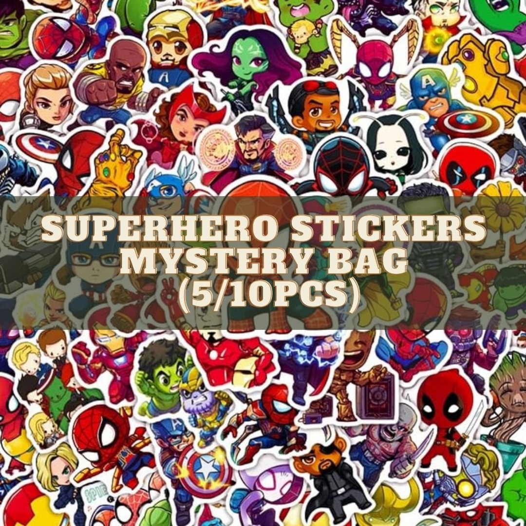 Superhero Cartoon Sticker Pack 5/10 Stickers Mystery Sticker Set ...
