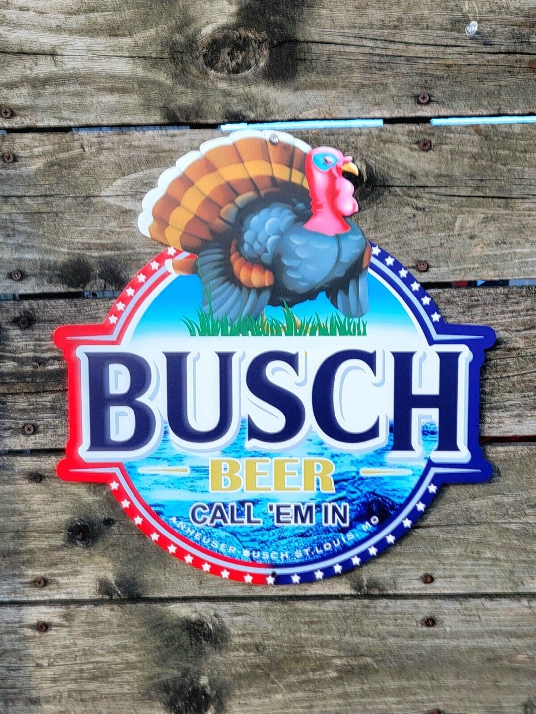 Huge Busch Beer for the Hunters Turkey Metal Sign Man Cave Bar Decor ...
