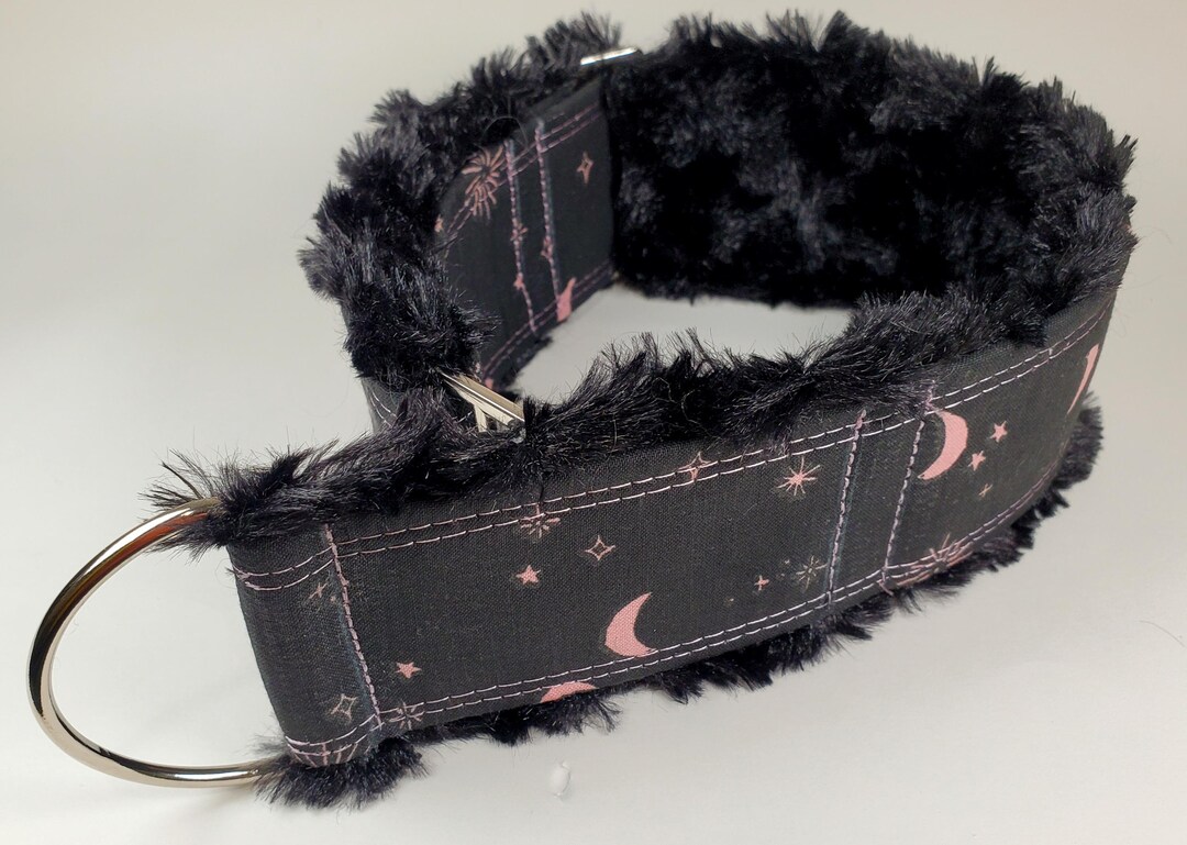 Bark Side of the Moon - Celestial Pink and Black Fur-lined Winter Martingale Dog Collars. - Etsy