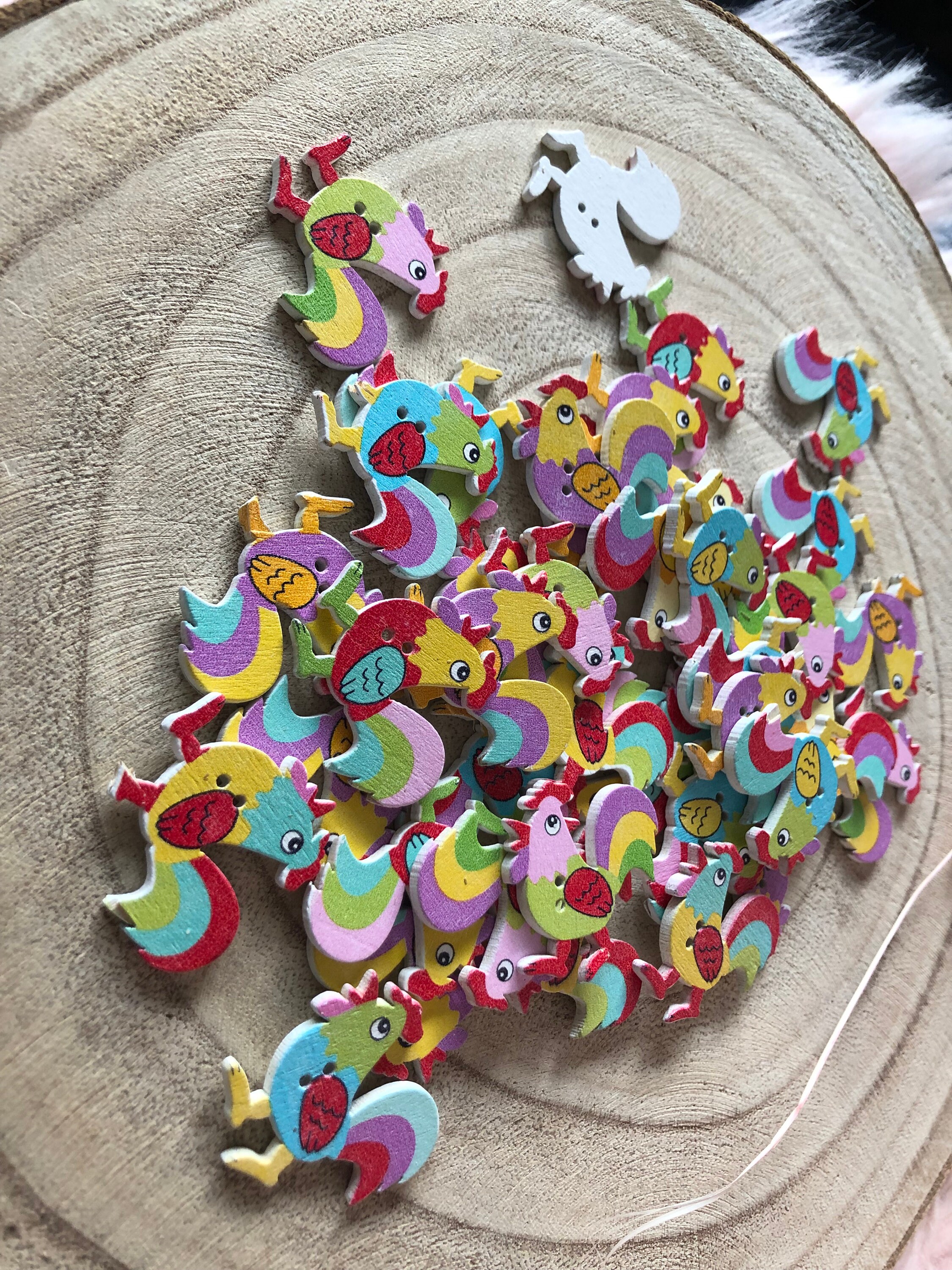 10 Wooden Buttons Rooster Sewing Knitting Scrapbooking - Etsy Canada