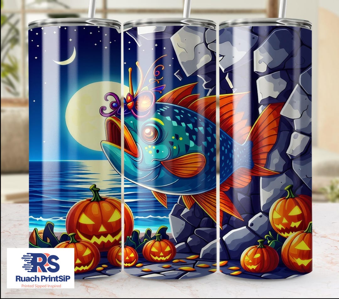 Halloween Fish Art Digital Download, Tropical Fish Halloween Art, Ocean ...