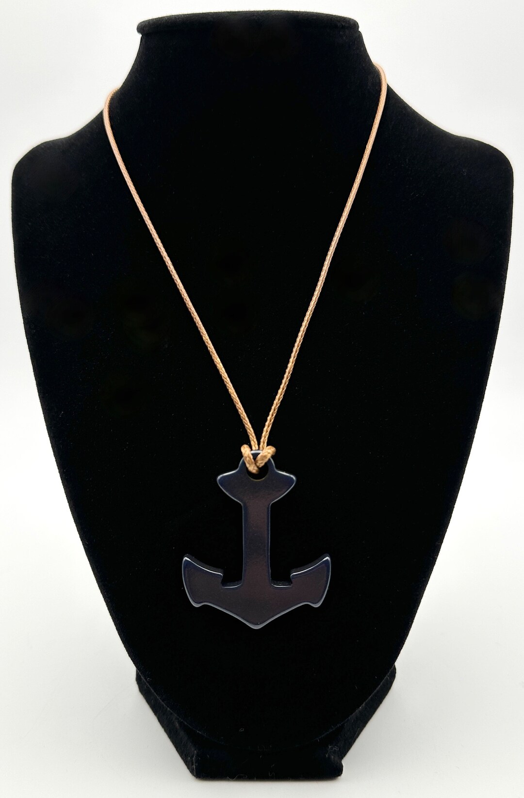 Vintage Dark Navy Bakelite Anchor Pendant Necklace - Etsy