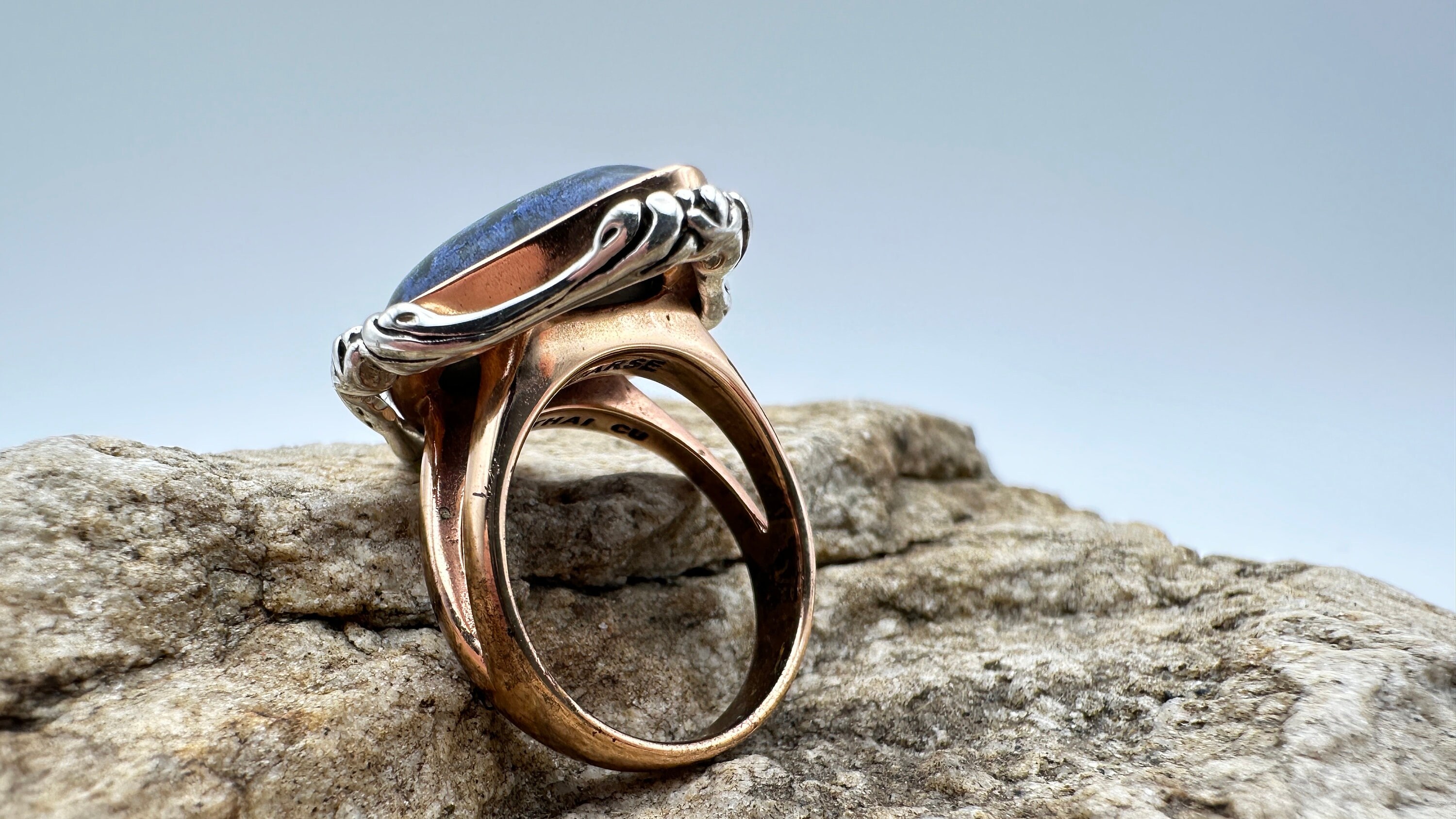 Vintage Studio Barse Sterling Silver and Copper Dumortieurite Statement ...