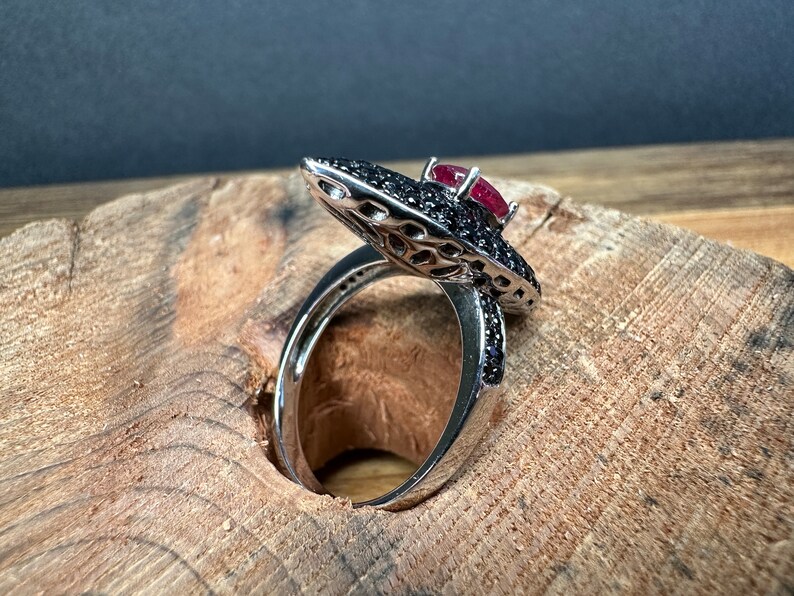 Rarities Vintage Ruby and Black Spinel Sterling Silver Ring Size 10 - Etsy