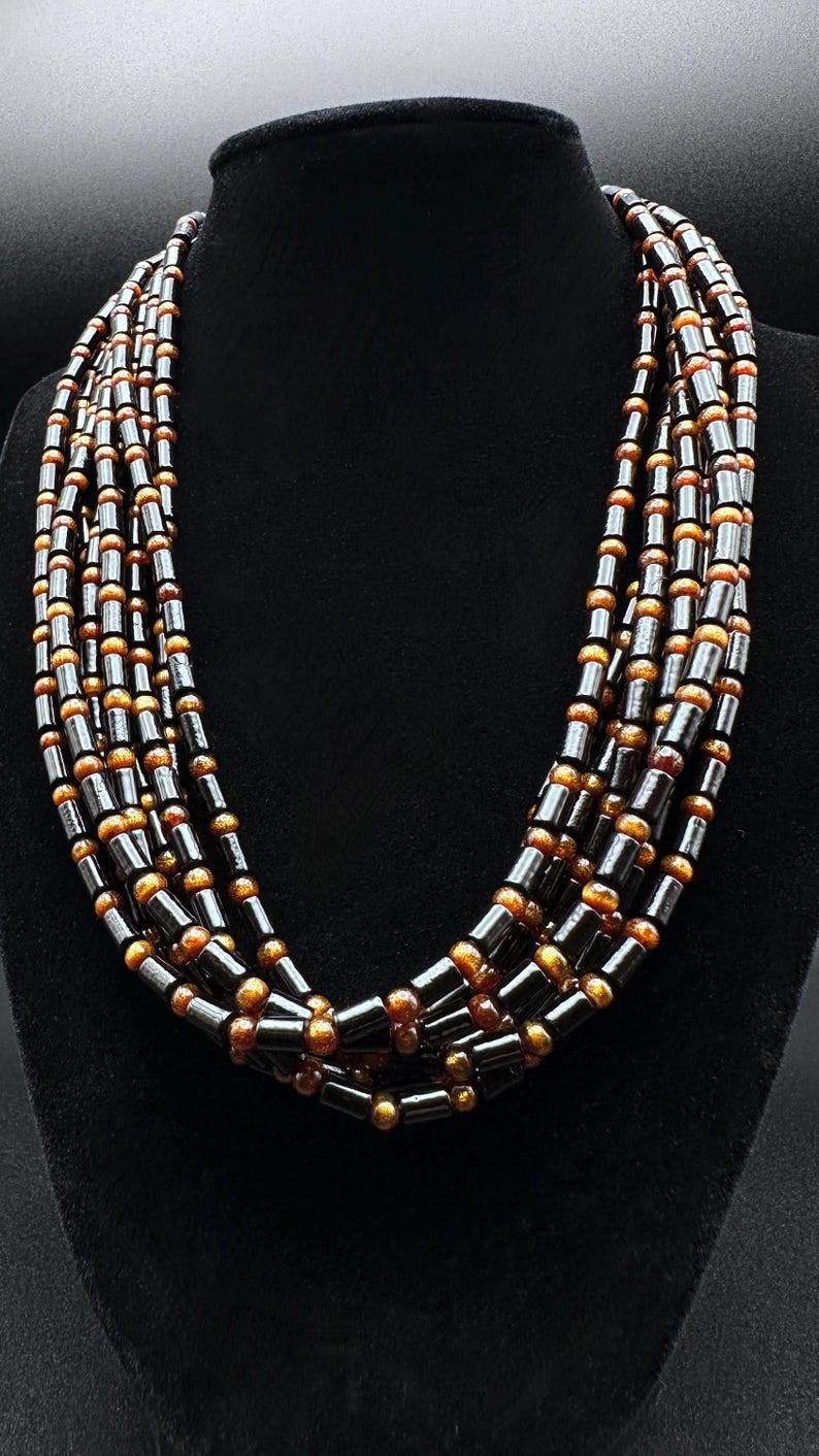 Vintage Jay King Black & Golden Coral Beads Multi (8) Strand 925 Sterling Silver Necklace - Etsy
